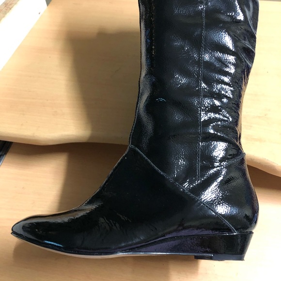 Via Spiga | Shoes | Via Spiga Black Leather Wet Slicker Tall Boots 75 ...